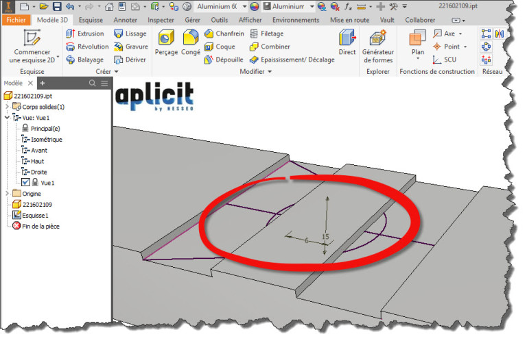 Affichage de l'esquisse dans une pièce Inventor | Aplicit