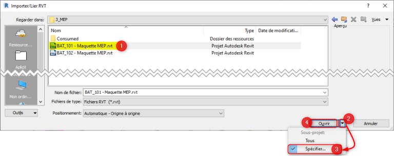 Revit - Gérer / Modifier l’affichage d’un lien RVT - Aplicit