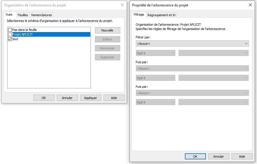 Modifier et personnaliser l'arborescence du projet REVIT - Aplicit