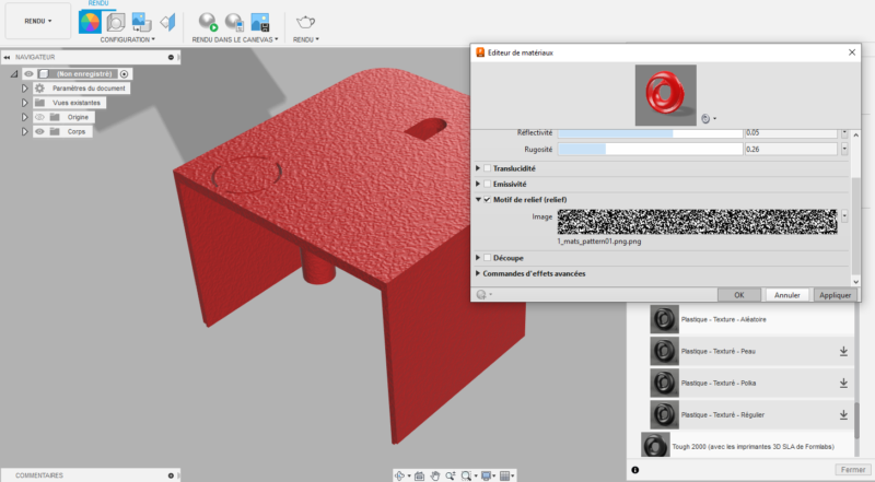 Fusion 360 : Ajouter une matière texturée pour réaliser un rendu ...