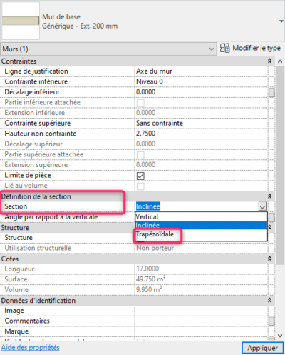 Revit - Mur avec fruit ou contre-fruit - Aplicit