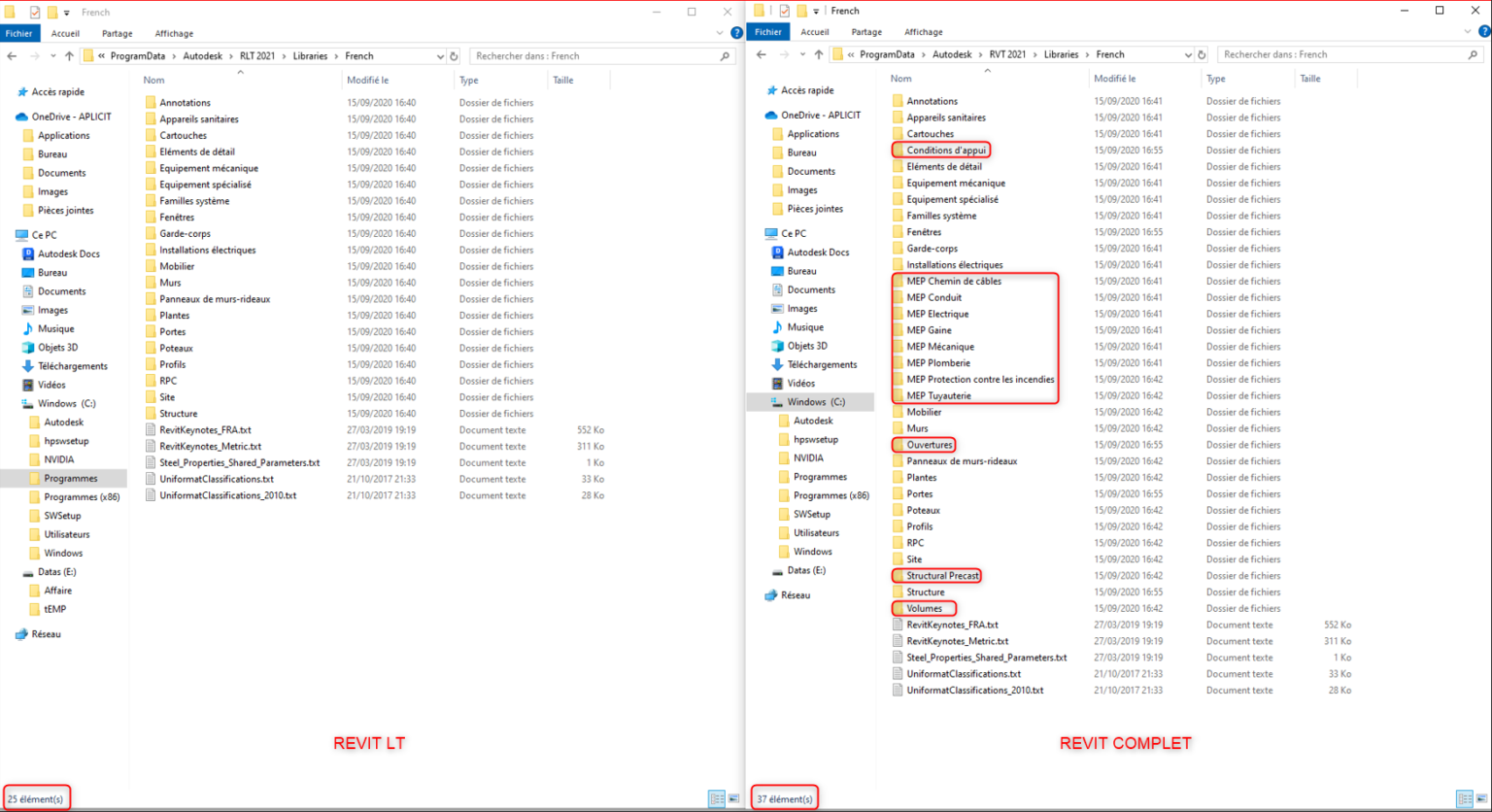 Différences entre Revit et Revit LT - Mise à jour Revit 2025 - Aplicit